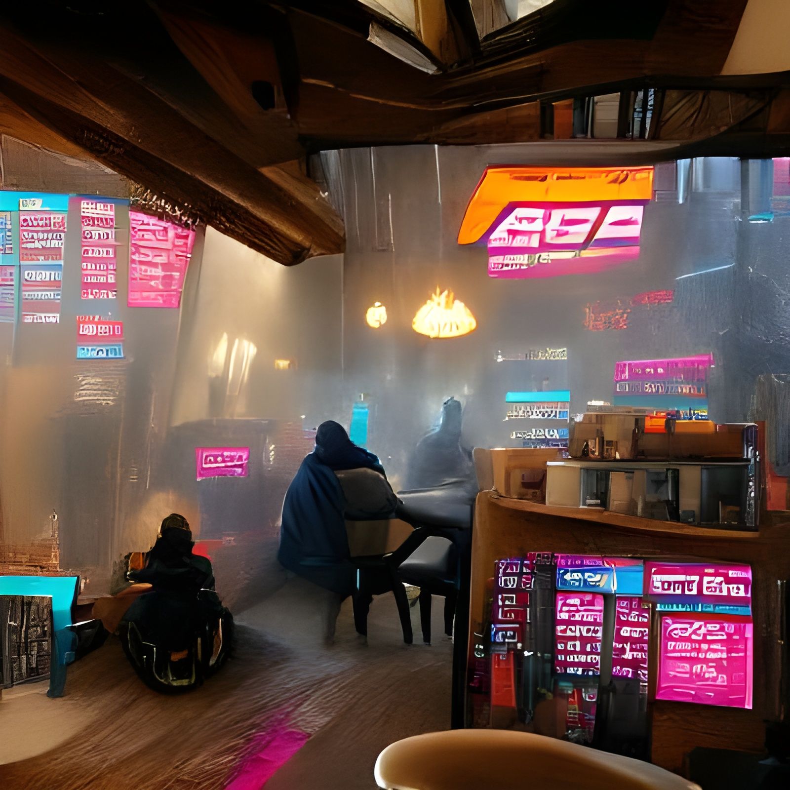(V2) Inside a cozy coffee shop - Cyberpunk - AI Generated Artwork ...