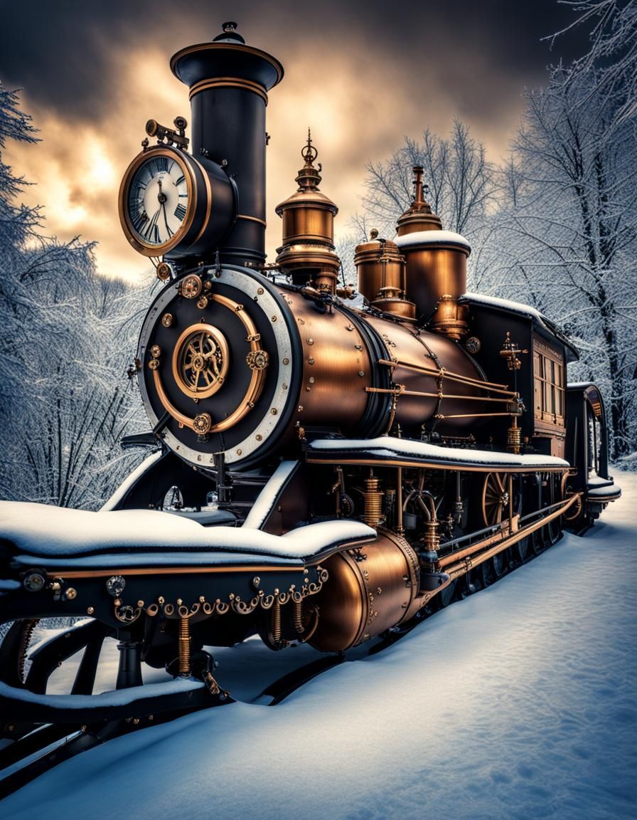 Steampunk Winter Wonderland - AI Generated Artwork - NightCafe Creator