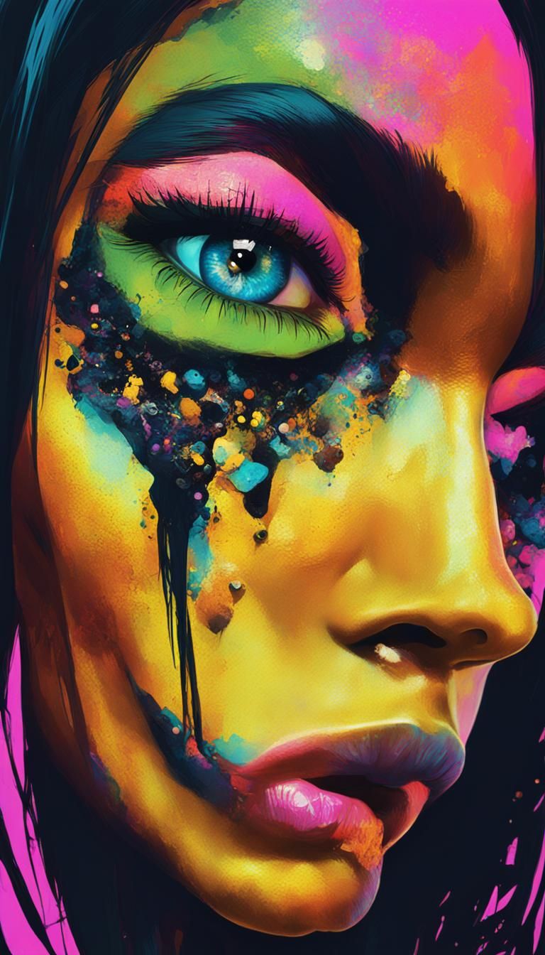 the shape disintegrates giving rise to multicolored dots that fill the ...