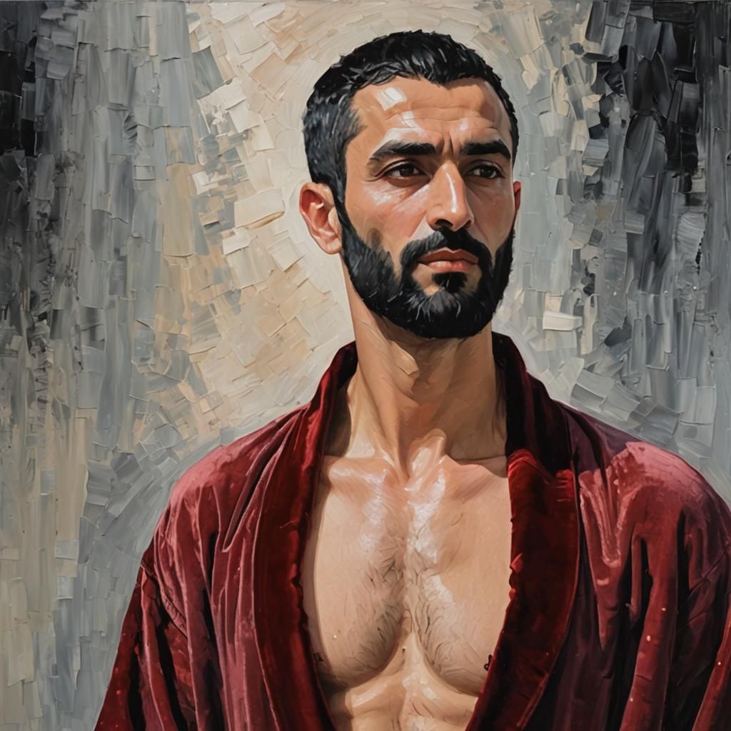 Osman, a young handsome Kurdish hunk with black hair and beard - AI ...