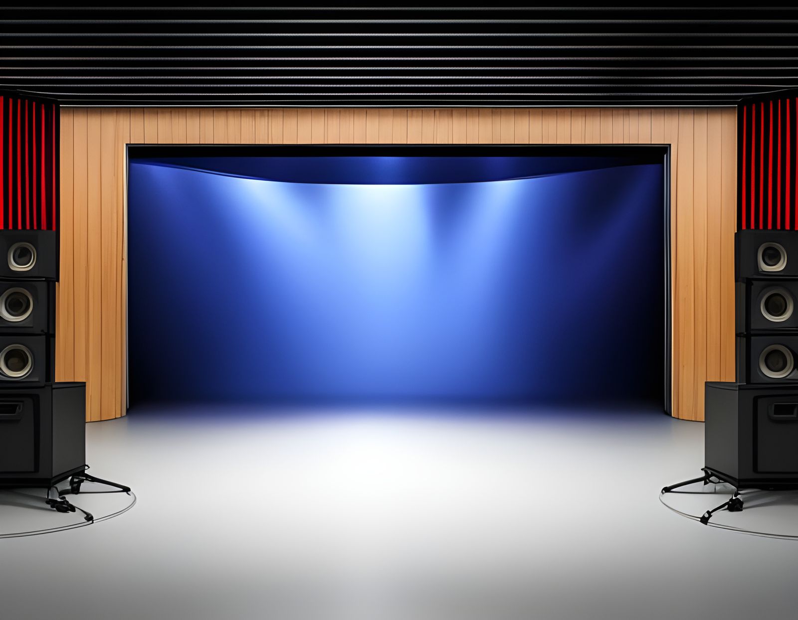 stage without people, no instruments, 8 meters by 4 meters, no lights ...