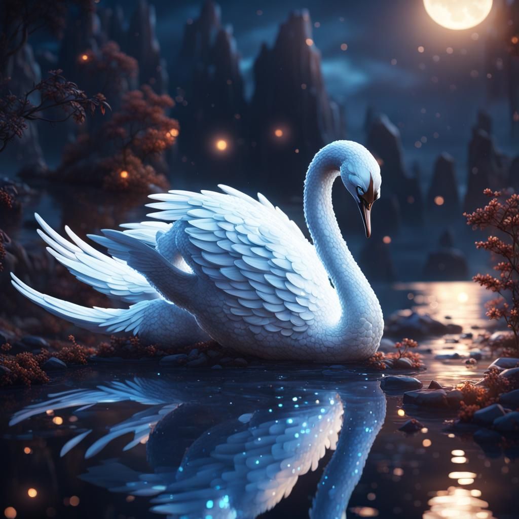Moonlit Swan - AI Generated Artwork - NightCafe Creator