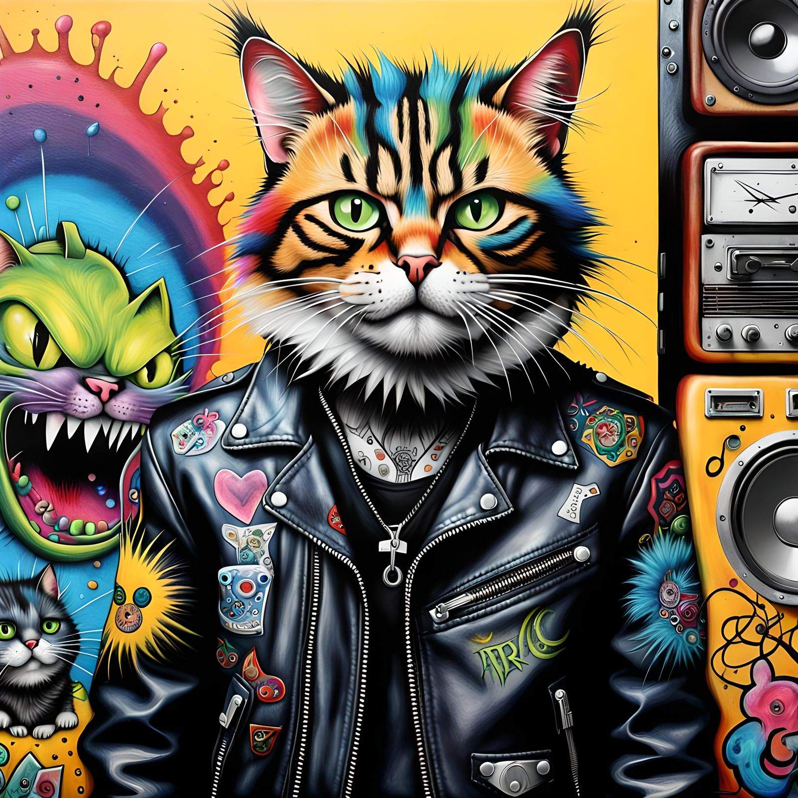Punk Rock Cat - AI Generated Artwork - NightCafe Creator