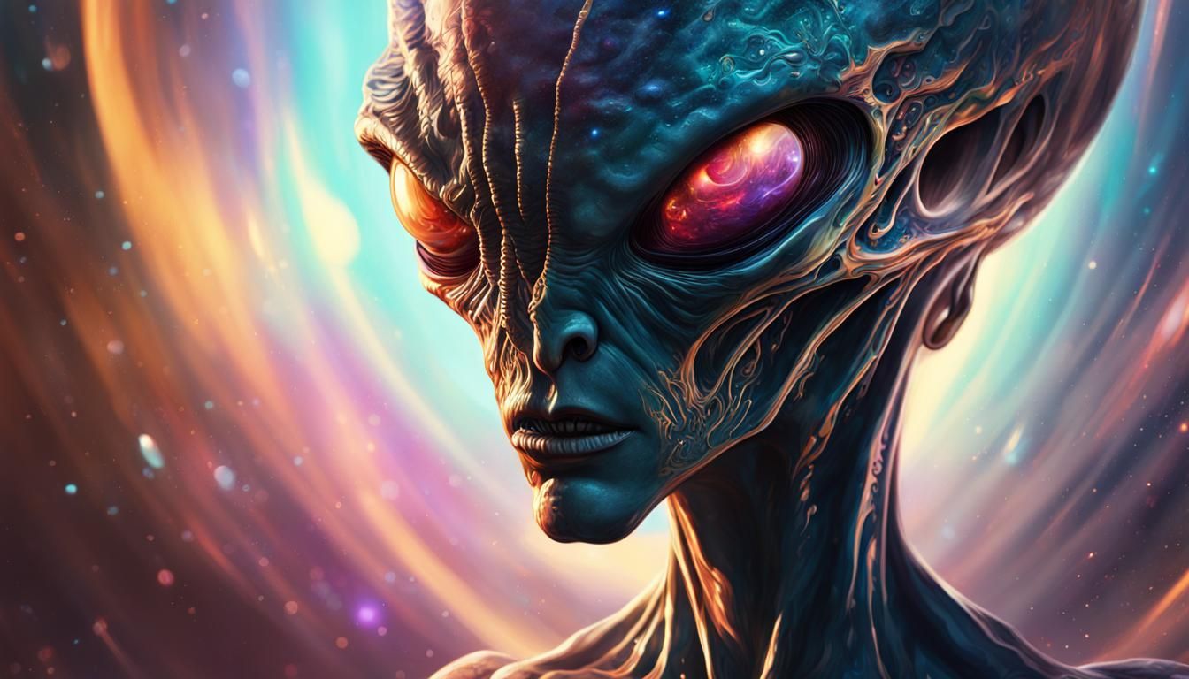 alien echos in space, Hyperrealistic, splash art, concept art, mid shot ...