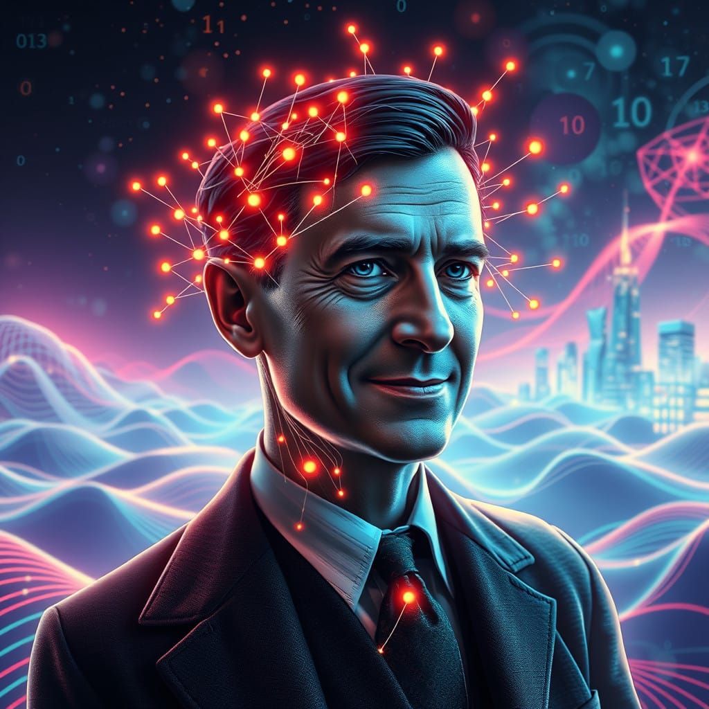 Portrait of Alan Turing in Cyberpunk Futurism Styl... - AI Art