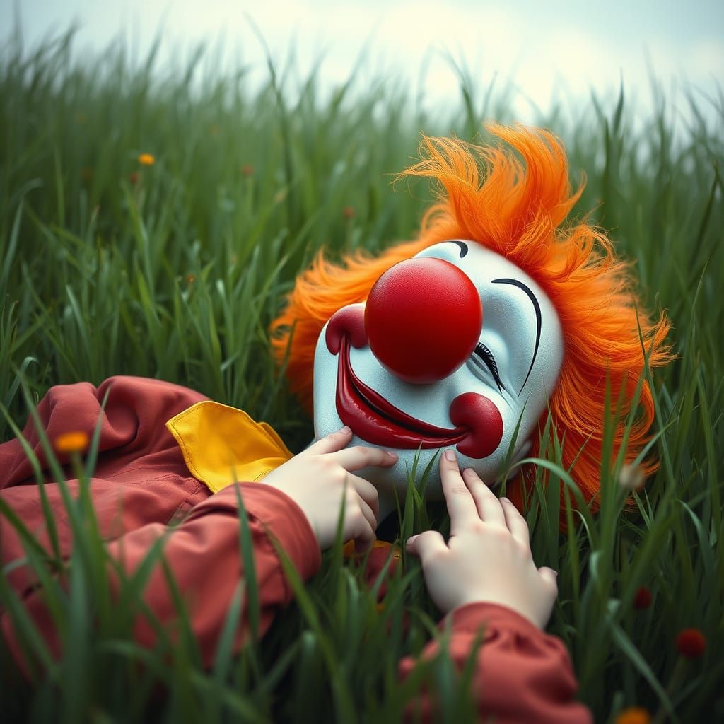 This is not a red button !!!! - Whimsical Clown in a Lush Me...