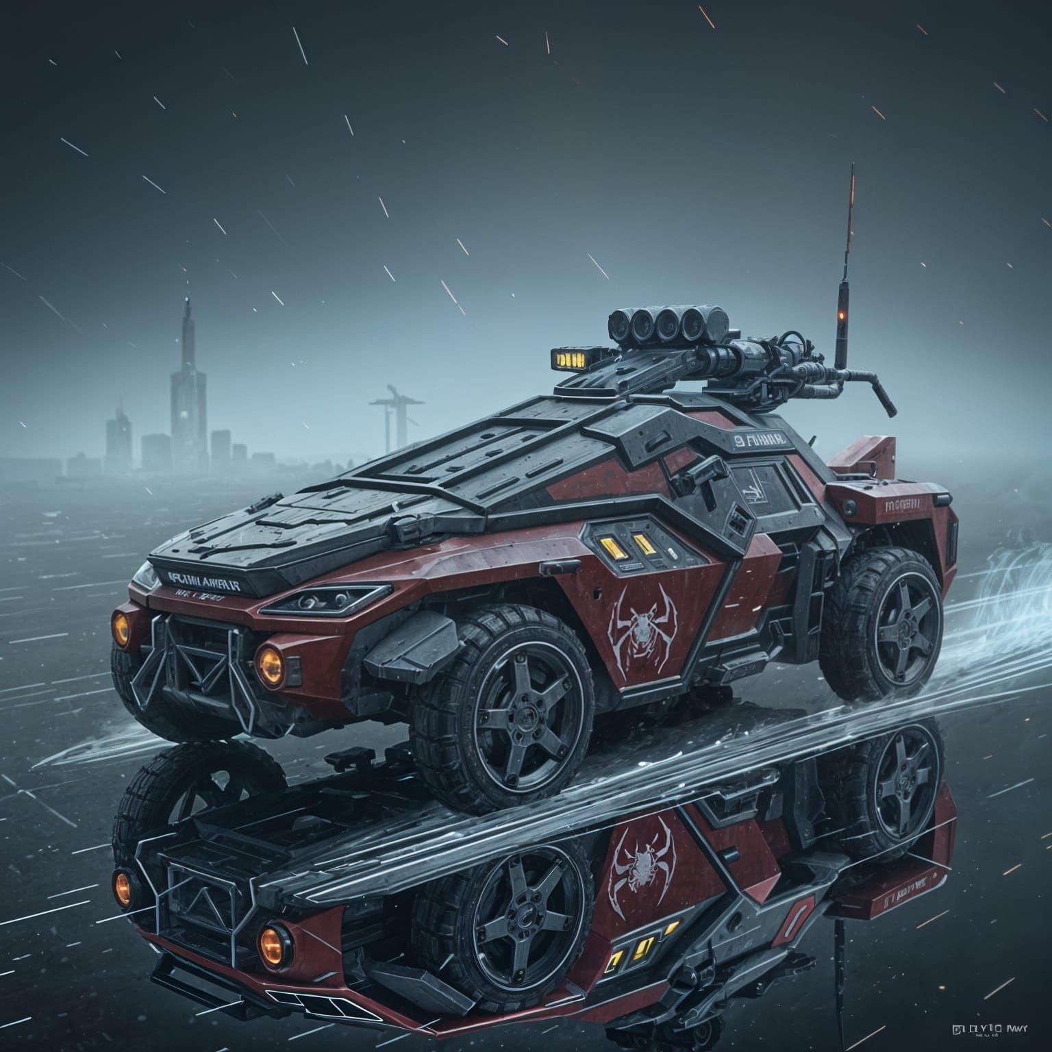 Abraxas Runner Vehicle - Cyberpunk Military Vehicle with Spi...