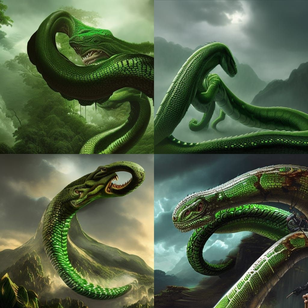 a giant green serpant - AI Generated Artwork - NightCafe Creator