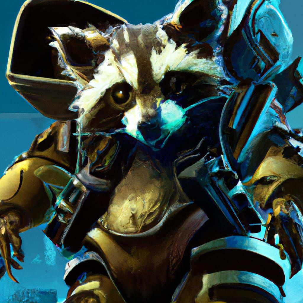 Raccoon-mech. Cel-shaded . Deep color 8k resolution concept art . Grand ...