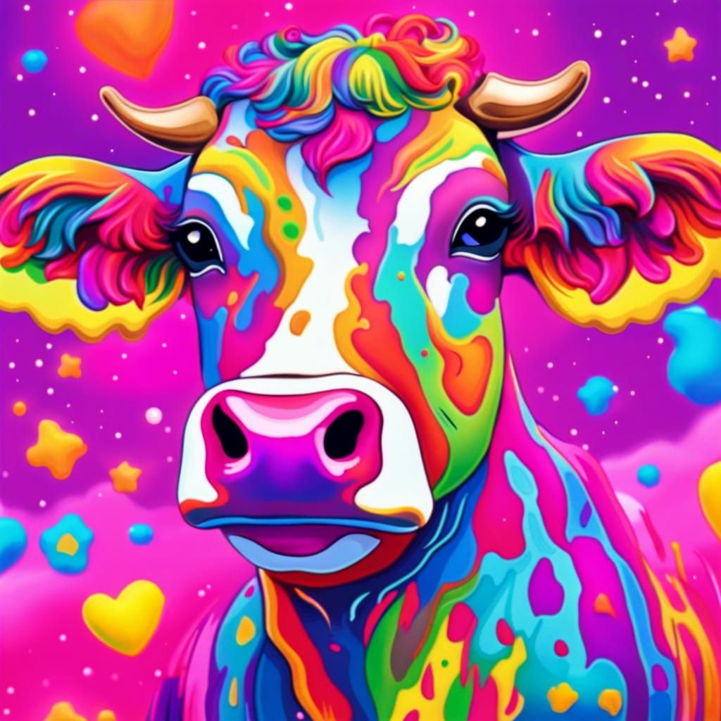 lisa frank cow - AI Generated Artwork - NightCafe Creator