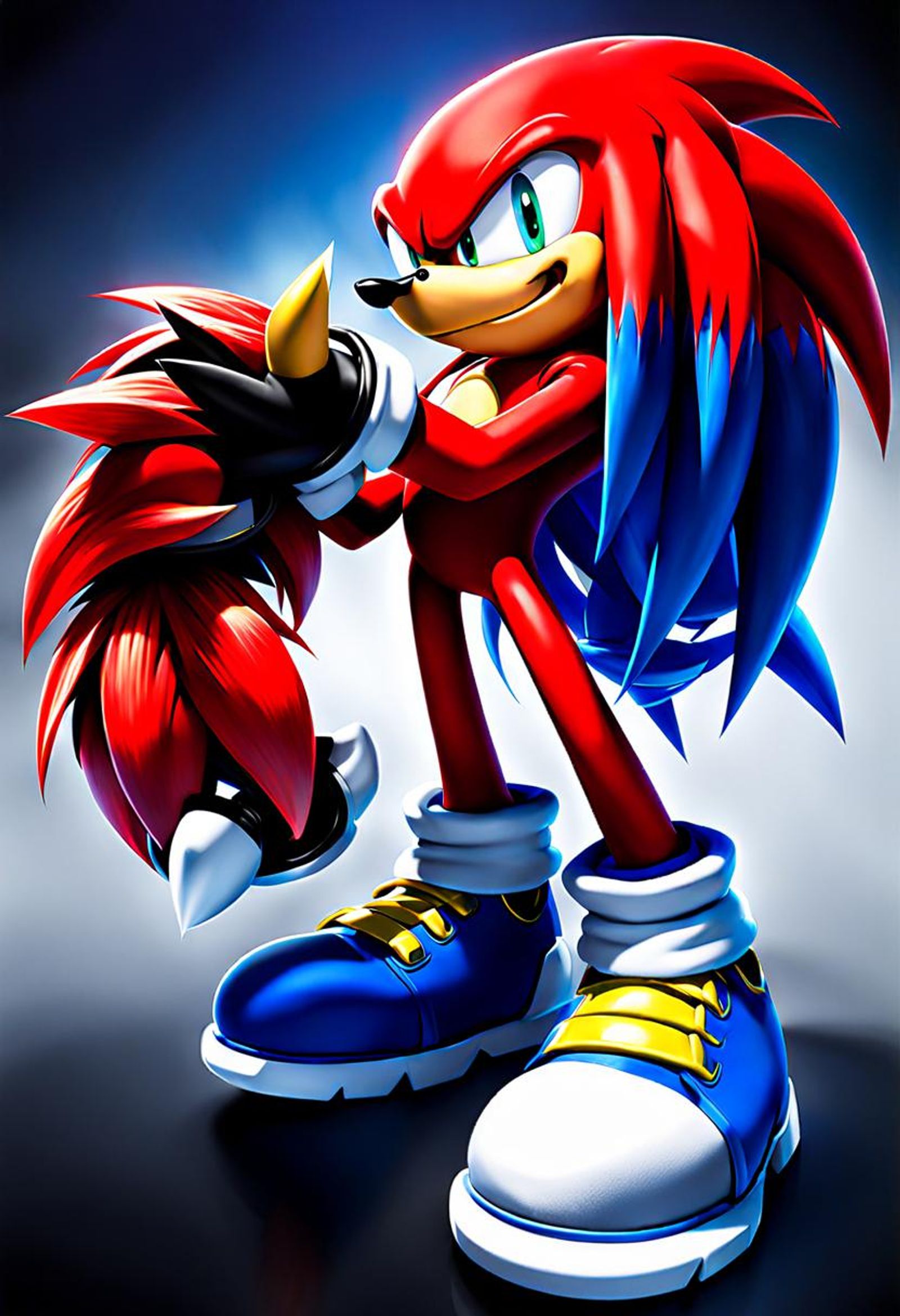 Knuckles the Echidna with two eyes from Sonic the Hedgehog has a simple ...