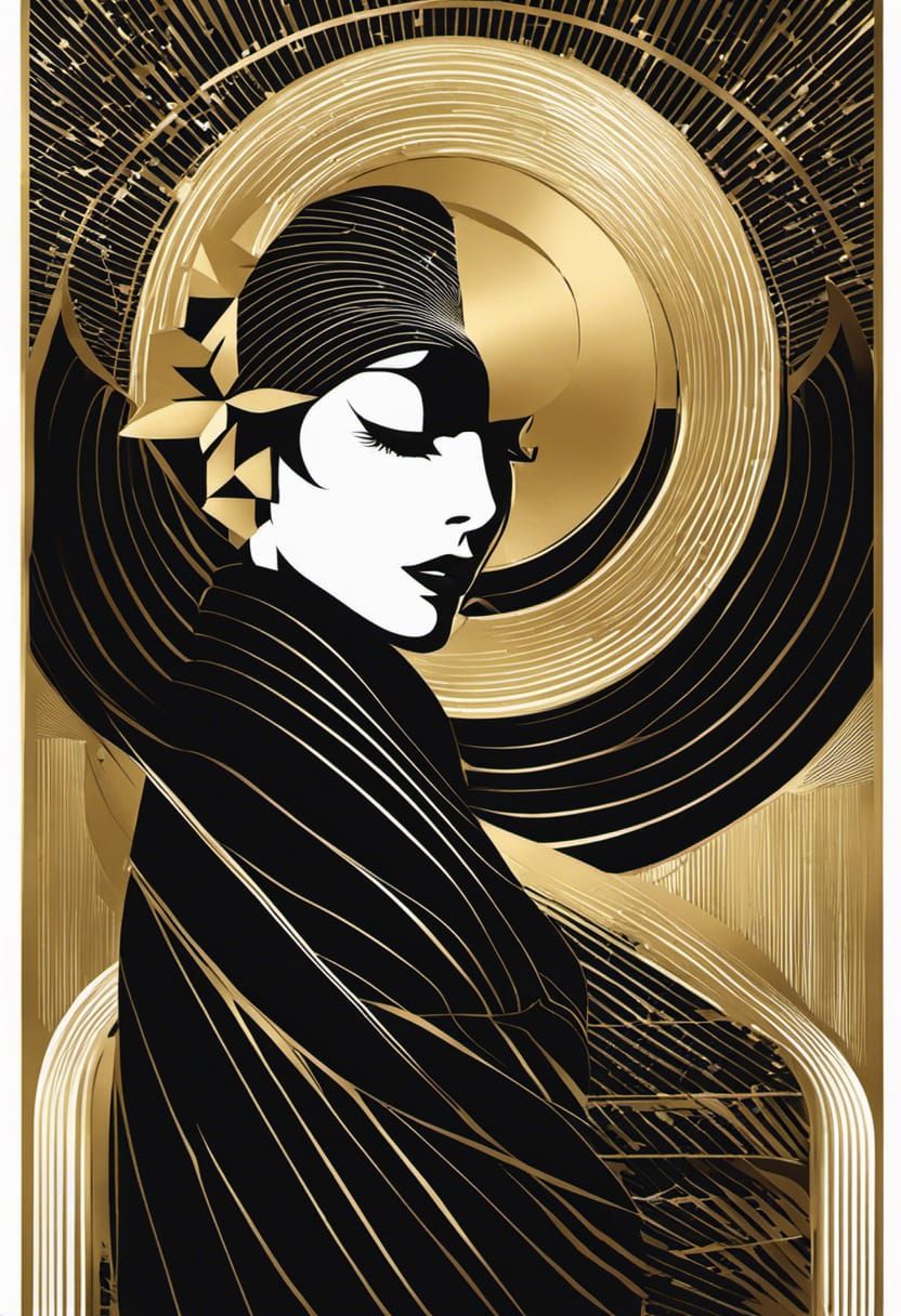 The Matrix Black white gold Art Deco Carrie Anne Moss 1920s Erte black ...