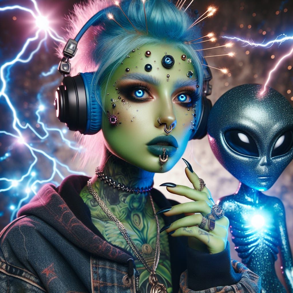 Punk alien girl - AI Generated Artwork - NightCafe Creator