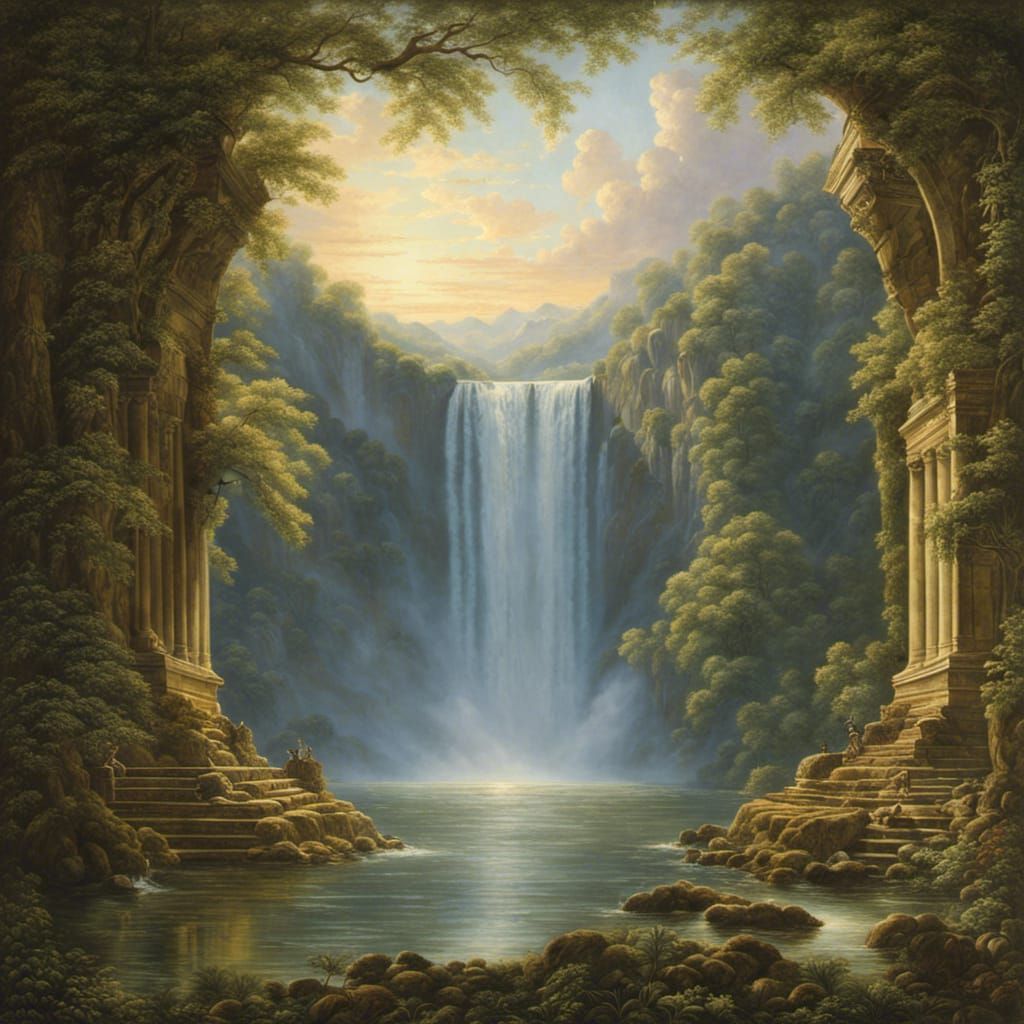 Waterfall - AI Generated Artwork - NightCafe Creator