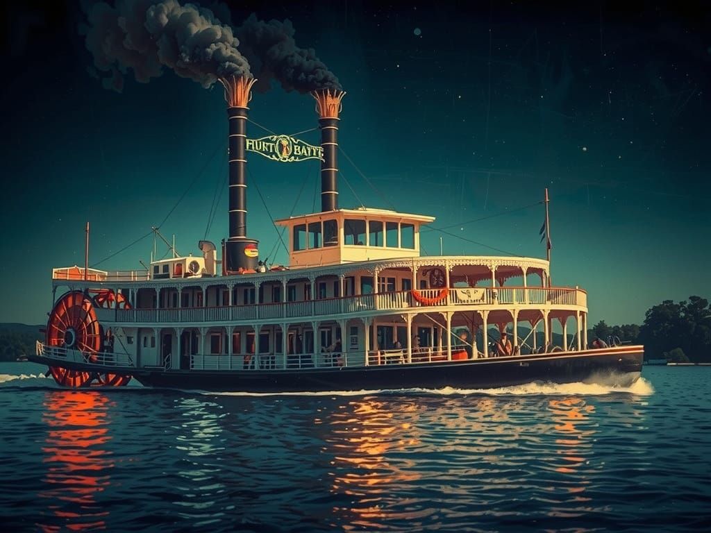 "Riverboat" - Luxury Steamboat in Muted 19th Century Port