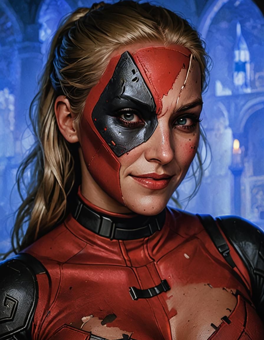 Blue Eyed Lady Deadpool (V1E), by Lord Elboron - AI Generated Artwork ...