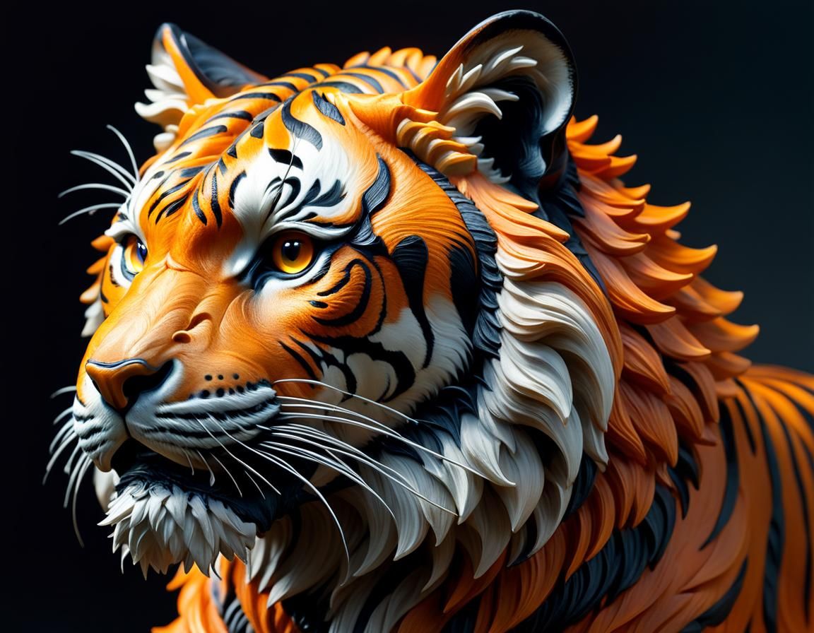 Obsidian- Topaz Tiger Sculpture - Obsidian- Topaz Tiger Scul...