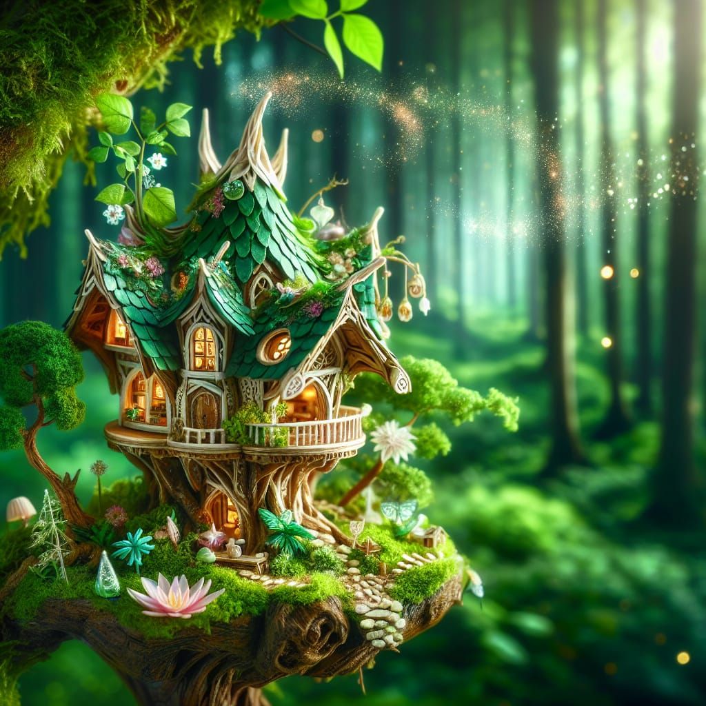 A tree house for pixies - AI Generated Artwork - NightCafe Creator