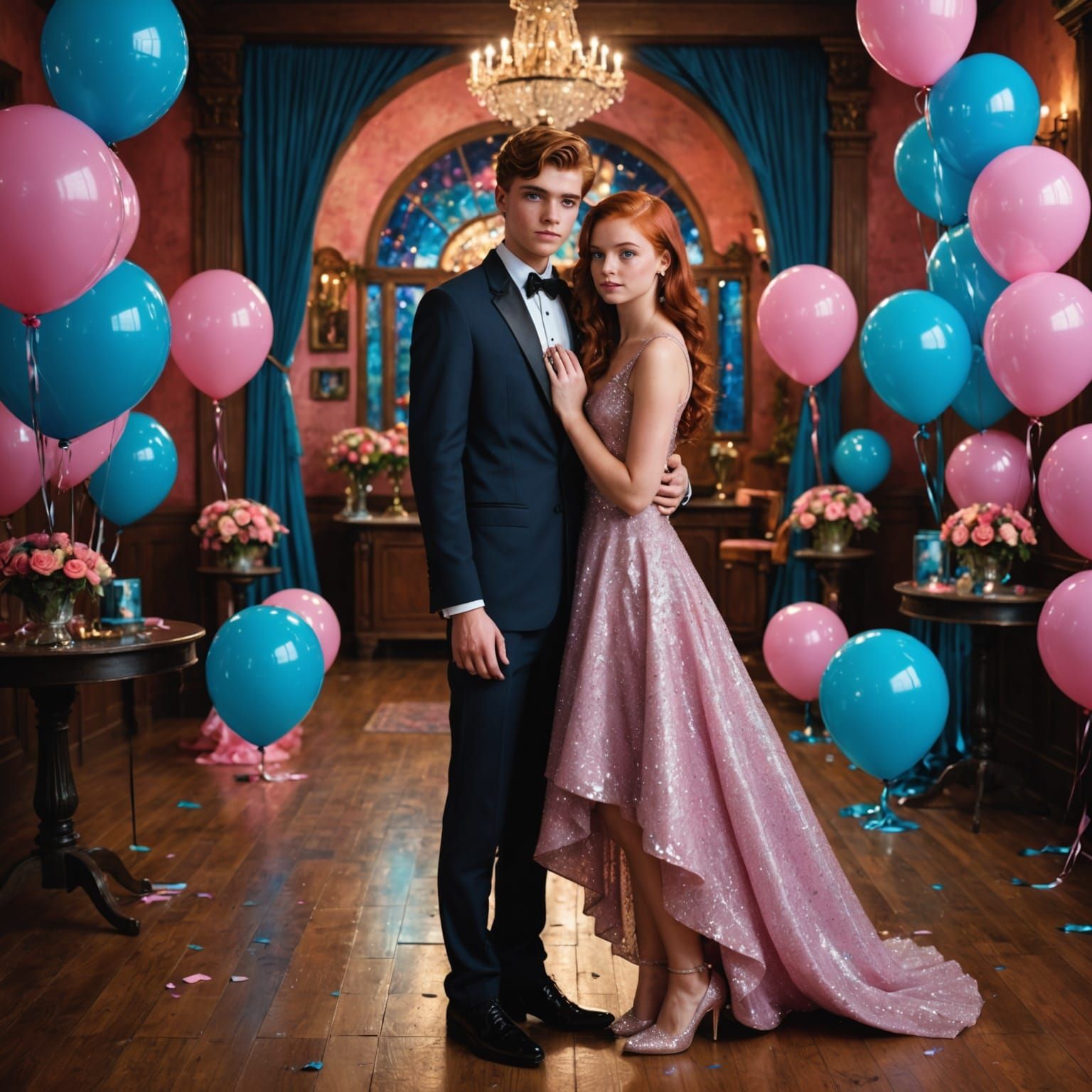Prom Photo - Romantic Prom Night Scene in Vibrant Colors