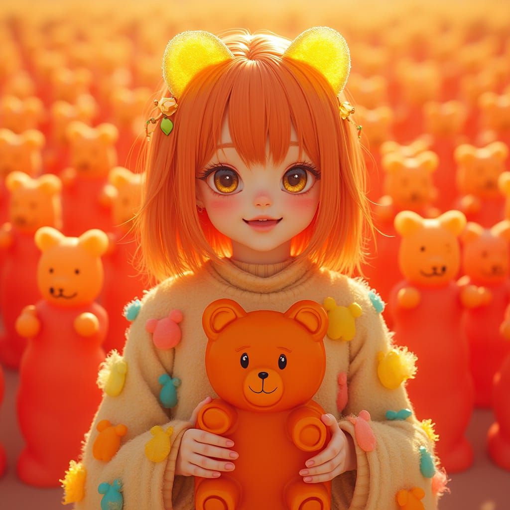 berina the gummy girl - Gummy Bear Girl in Playful Pop Art S...