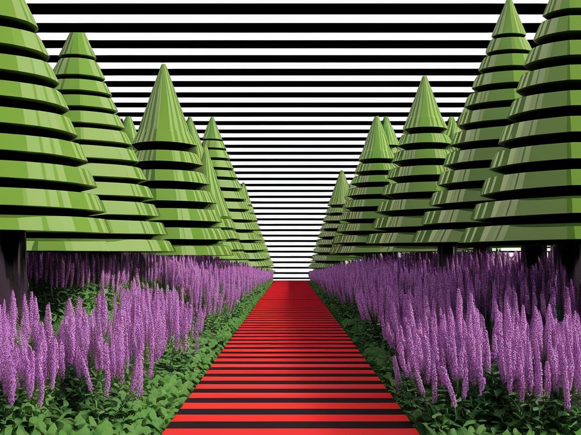 Stripped Trees - Surreal Forest in Vibrant Striped Patterns