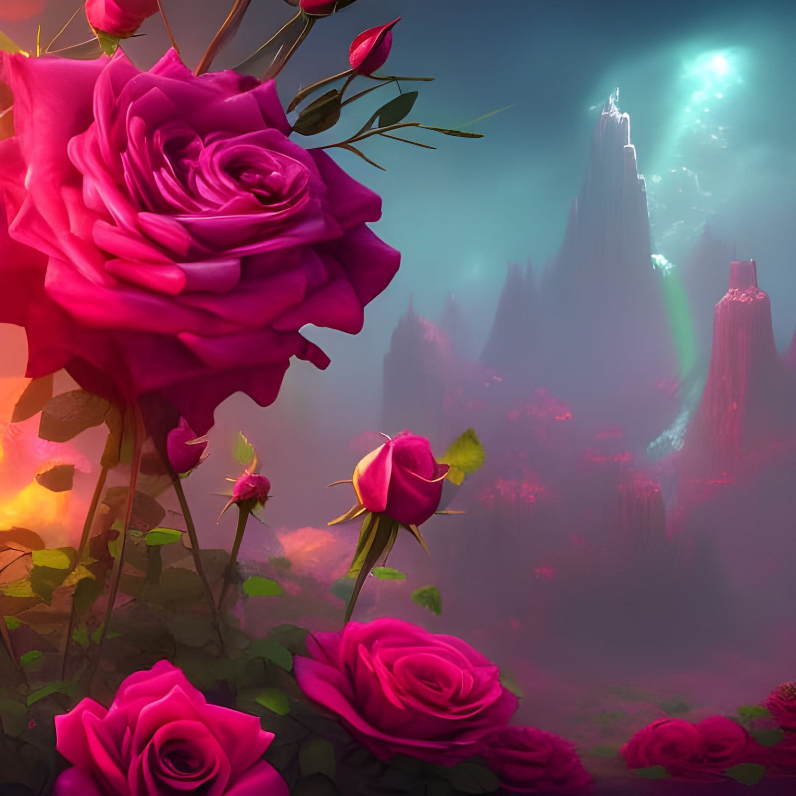 Fantasy Scapes Roses - AI Generated Artwork - NightCafe Creator