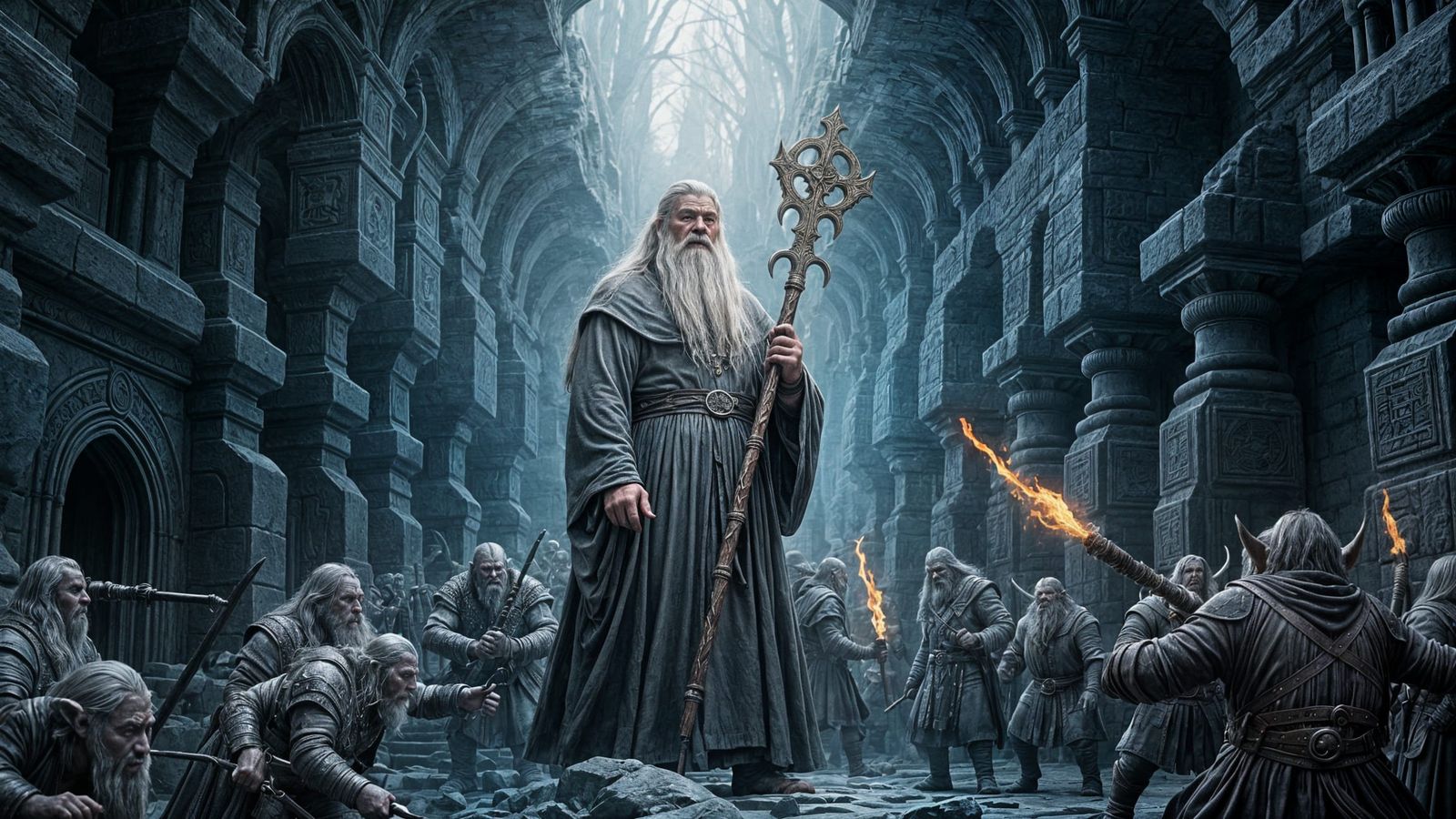 Majestic Wizard Defends Dwarven Realm Against Orci... - AI Art