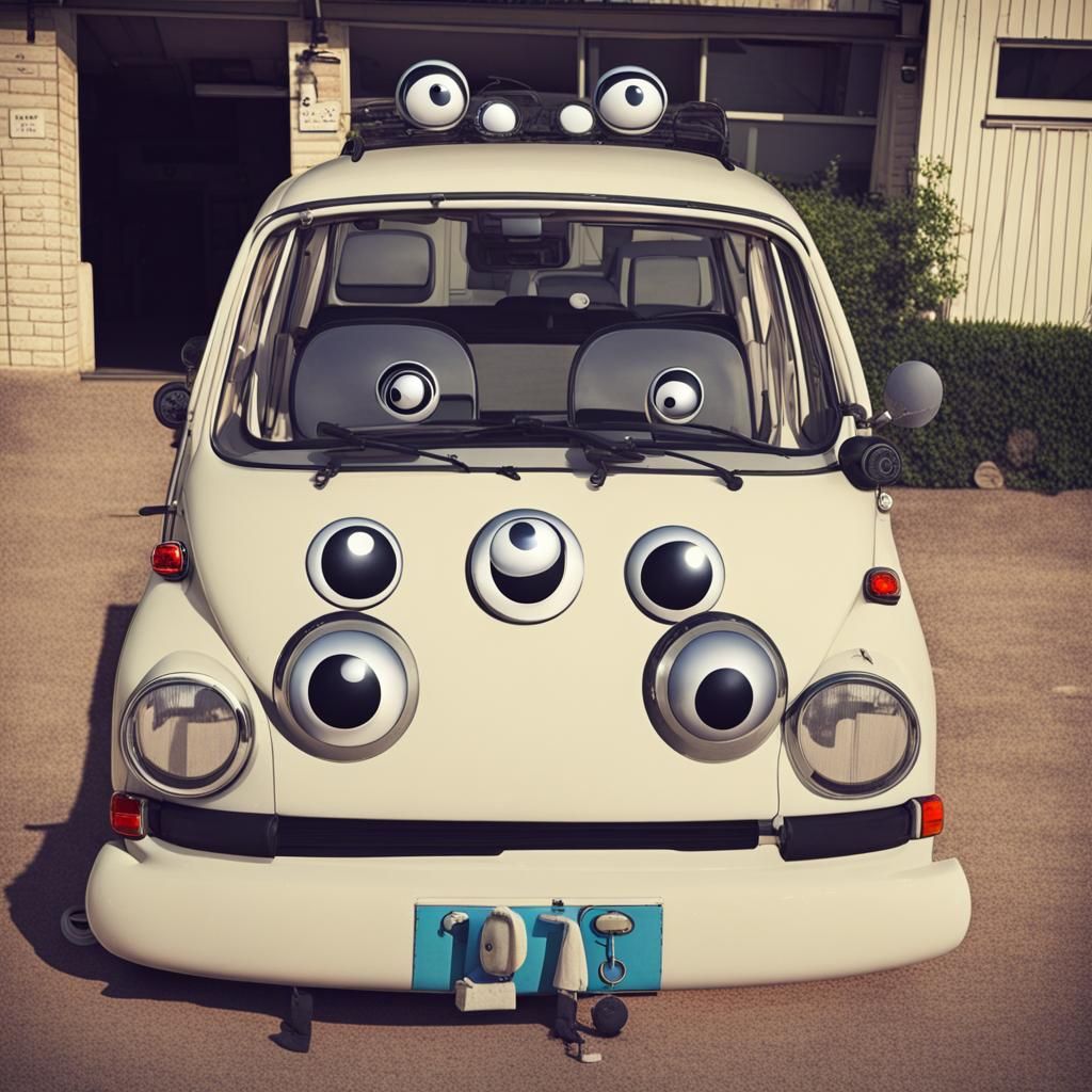 Googly eyes on a Volkswagen - AI Generated Artwork - NightCafe Creator
