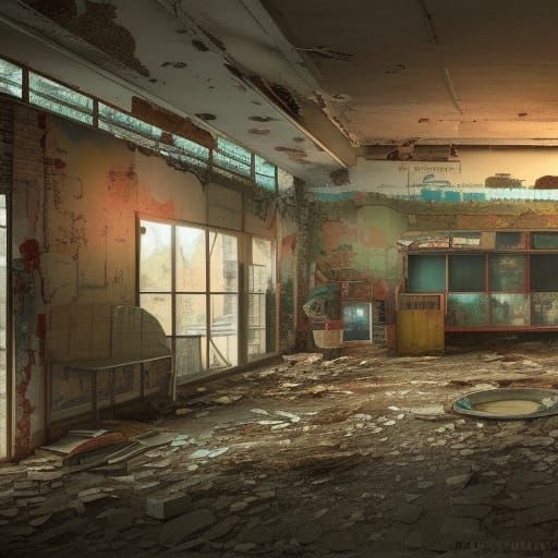 Haunted Store - Desolate Abandoned Grocery Store Interior: D...