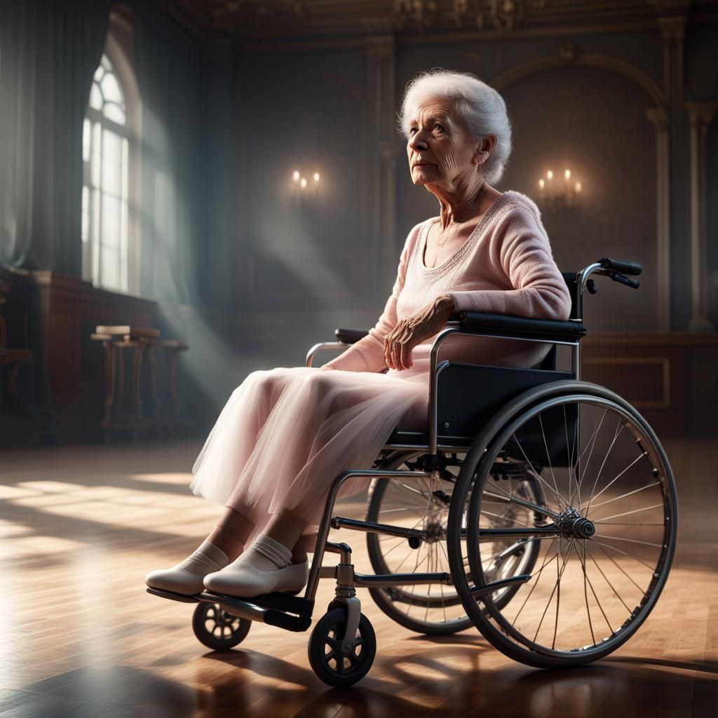 Wistful elderly lady remembering her youth as a ballerina - AI ...