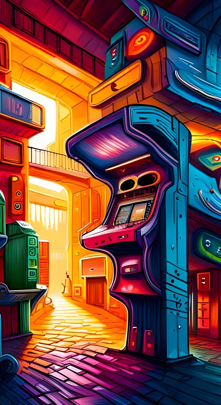 Arcade games, graffiti art, splash art, street art, spray paint, oil ...