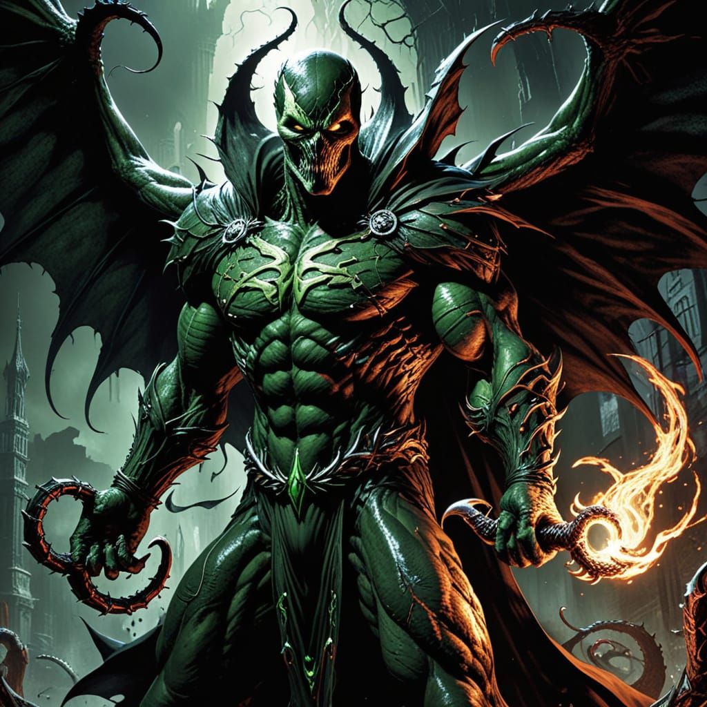 Epic Comic Book Cover Art: Spawn's Ancient Serpent - AI Art