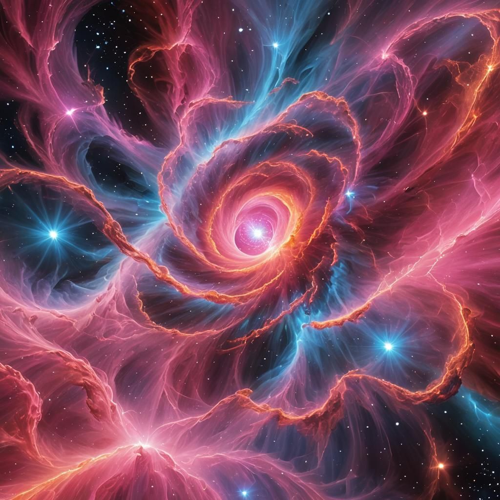 pulsar - Cosmic Impressionist Pulsar in Vibrant Nebula