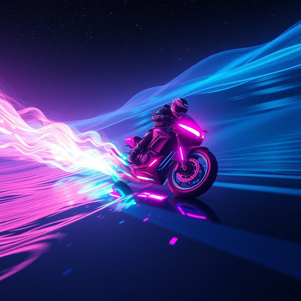 Cosmic - Cosmic Rider on Iridescent Wave in Futuristic Lands...