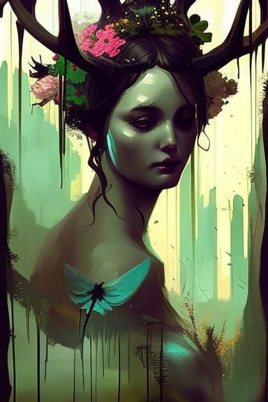 Antler Goddess III - AI Generated Artwork - NightCafe Creator