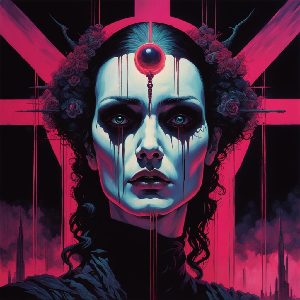 Black Metal synthwave neon retro horror Gustave Doré hatred Greg ...