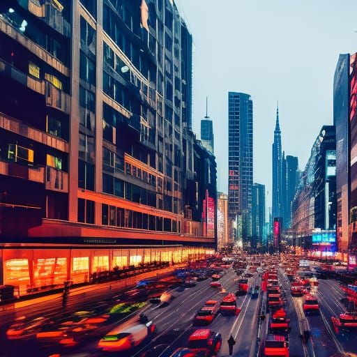 a sprawling metropolis of towering skyscrapers - AI Generated Artwork ...