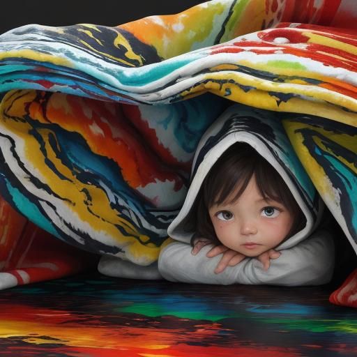 The little boy and girl feels afraid and covers themselves completely with the blankets because ...