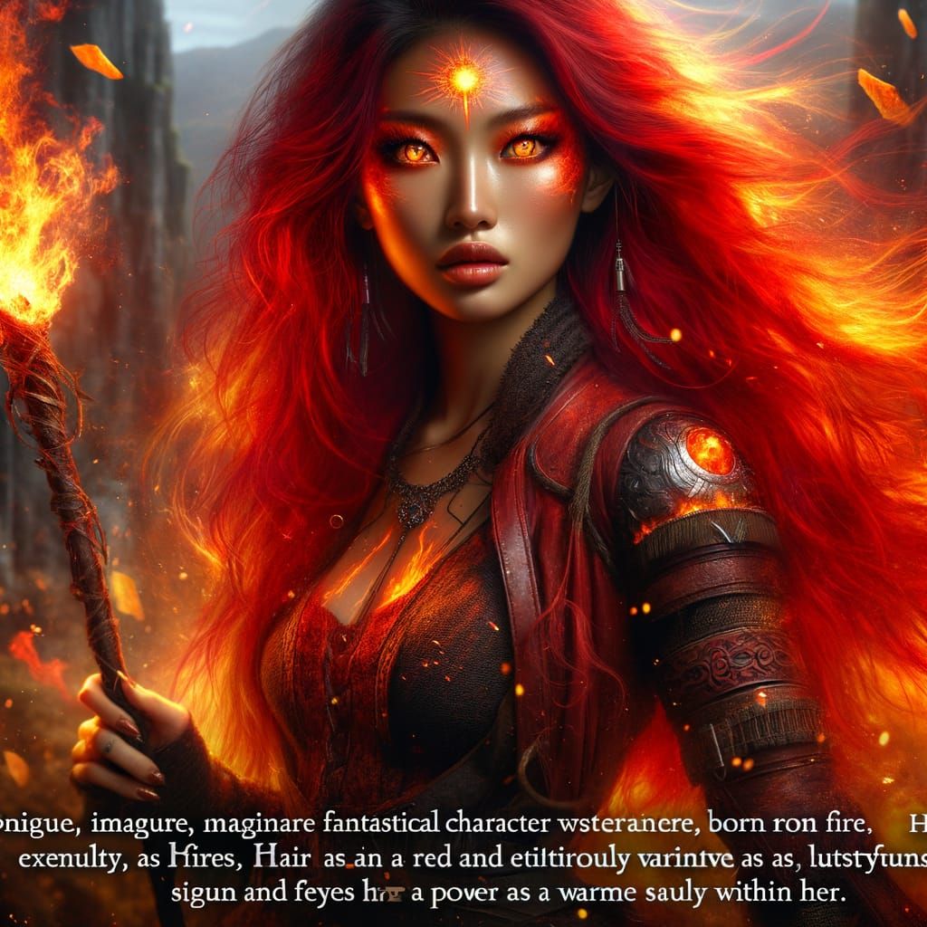 Seraphina, Fire- Born - Fire Born Warrior Goddess with Ember...