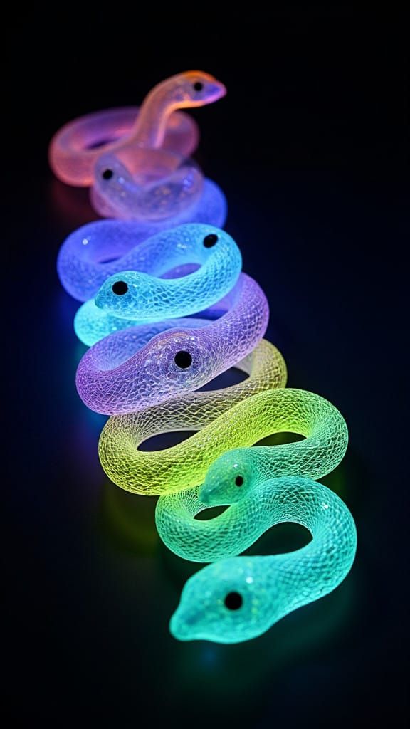 Neon Snake 😍 - Mesmerizing Glass Snakes in Neon Hues