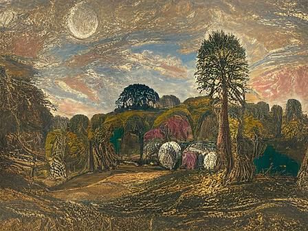 Farm Setting, Three Tall Trees in the Foreground by Samuel Palmer - AI ...