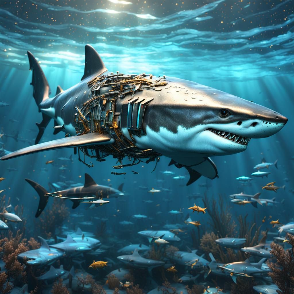 A robotic shark - AI Generated Artwork - NightCafe Creator