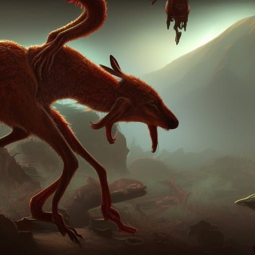 monster infect kangaroo mutant in the space - AI Generated Artwork ...