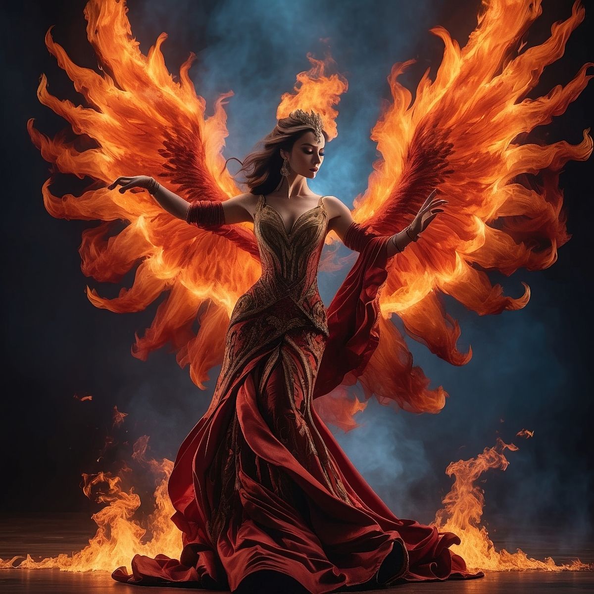 Phoenix woman fire dance - AI Generated Artwork - NightCafe Creator
