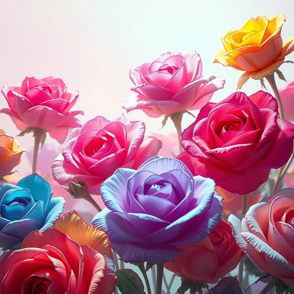 Colorful assortment of roses. - Vibrant Roses in a Fantastic...