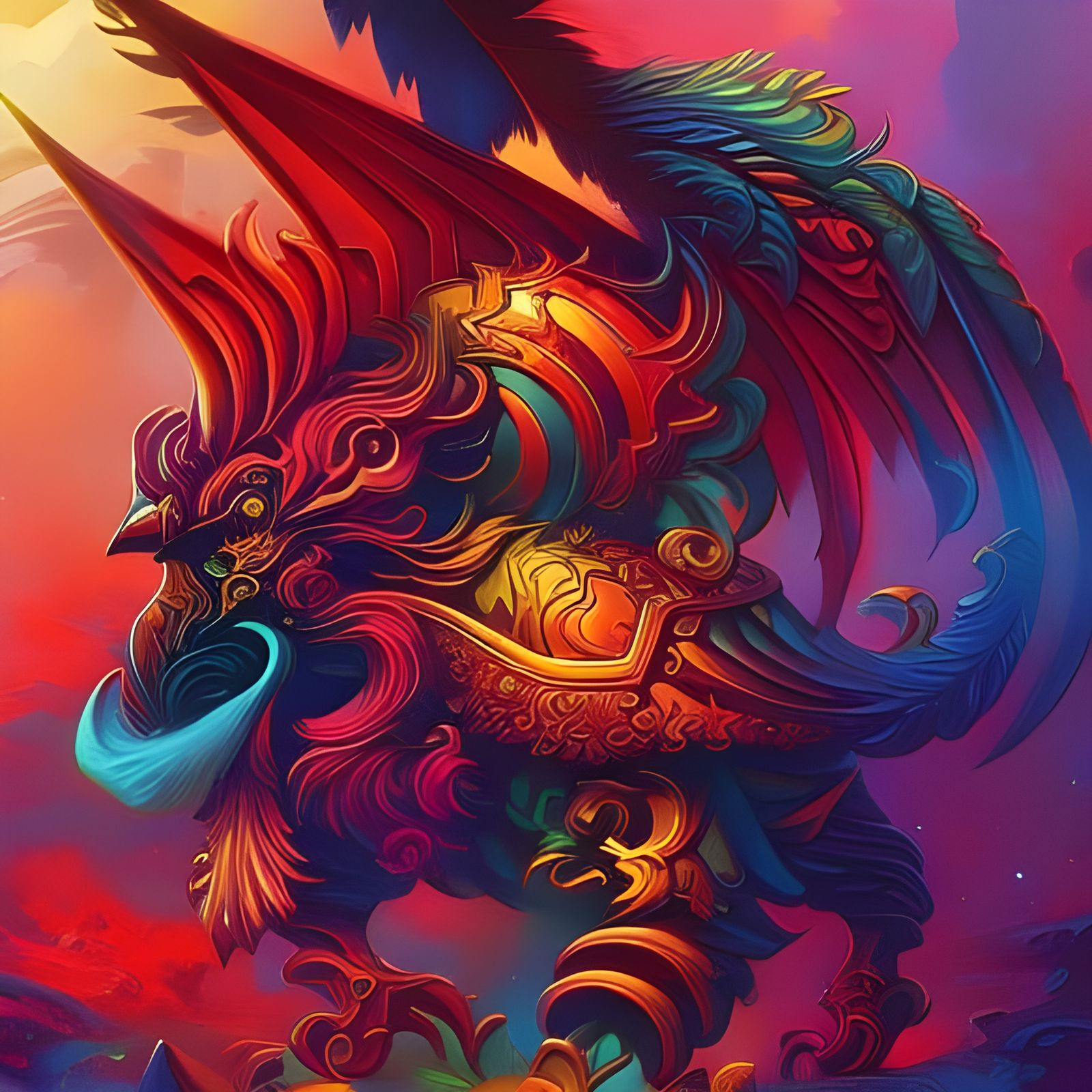 Psychedelic Gargoyle - AI Generated Artwork - NightCafe Creator