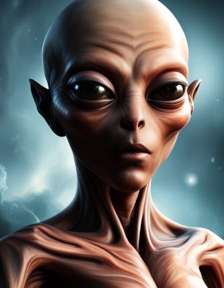 Extraordinary portrait of unknown adorable alien species over alien ...