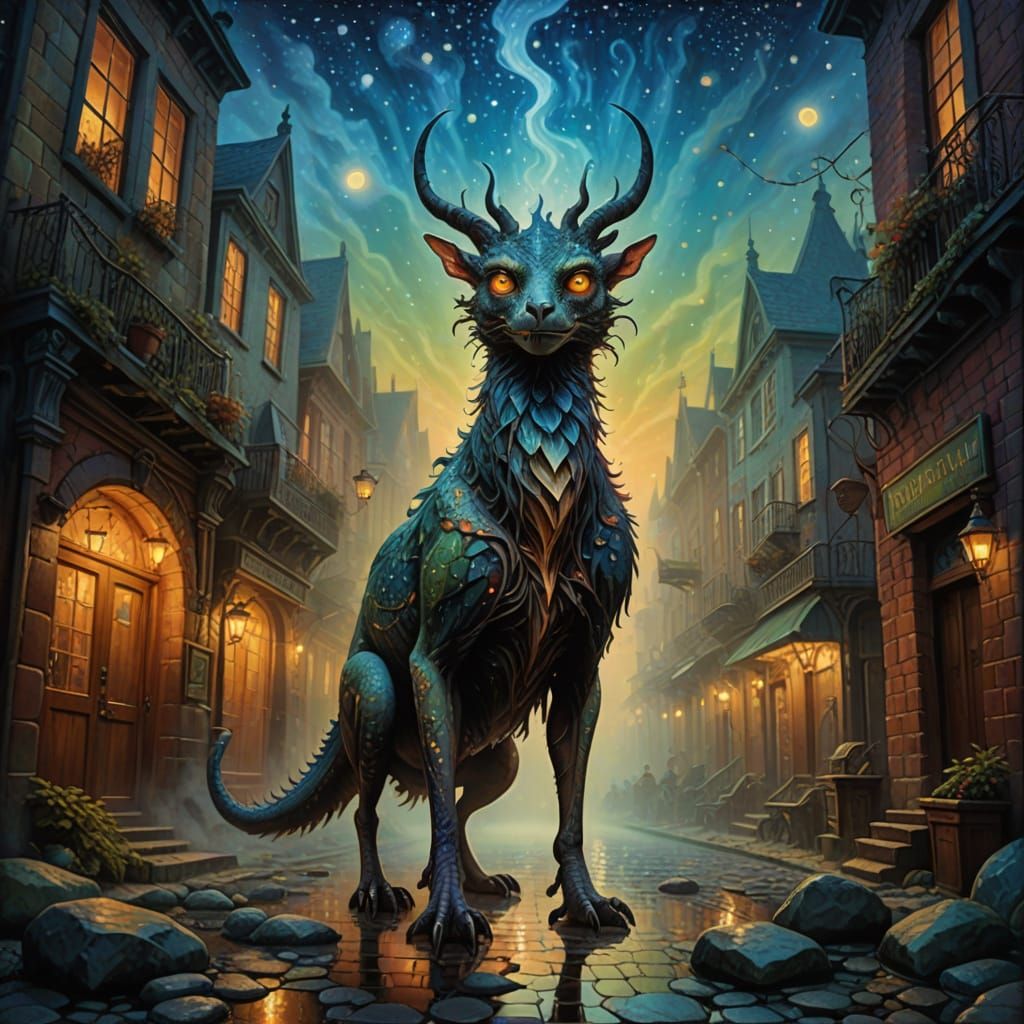 Surreal Cryptid Masterpiece in Renaissance Alley - AI Art