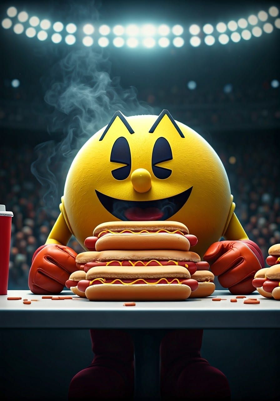 Pac-Man at the hotdog-eating contest
