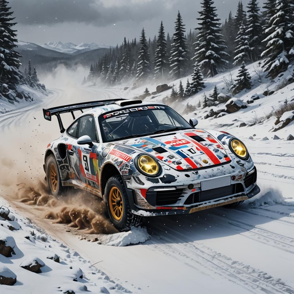 Porsche Winter Rally - AI Generated Artwork - NightCafe Creator